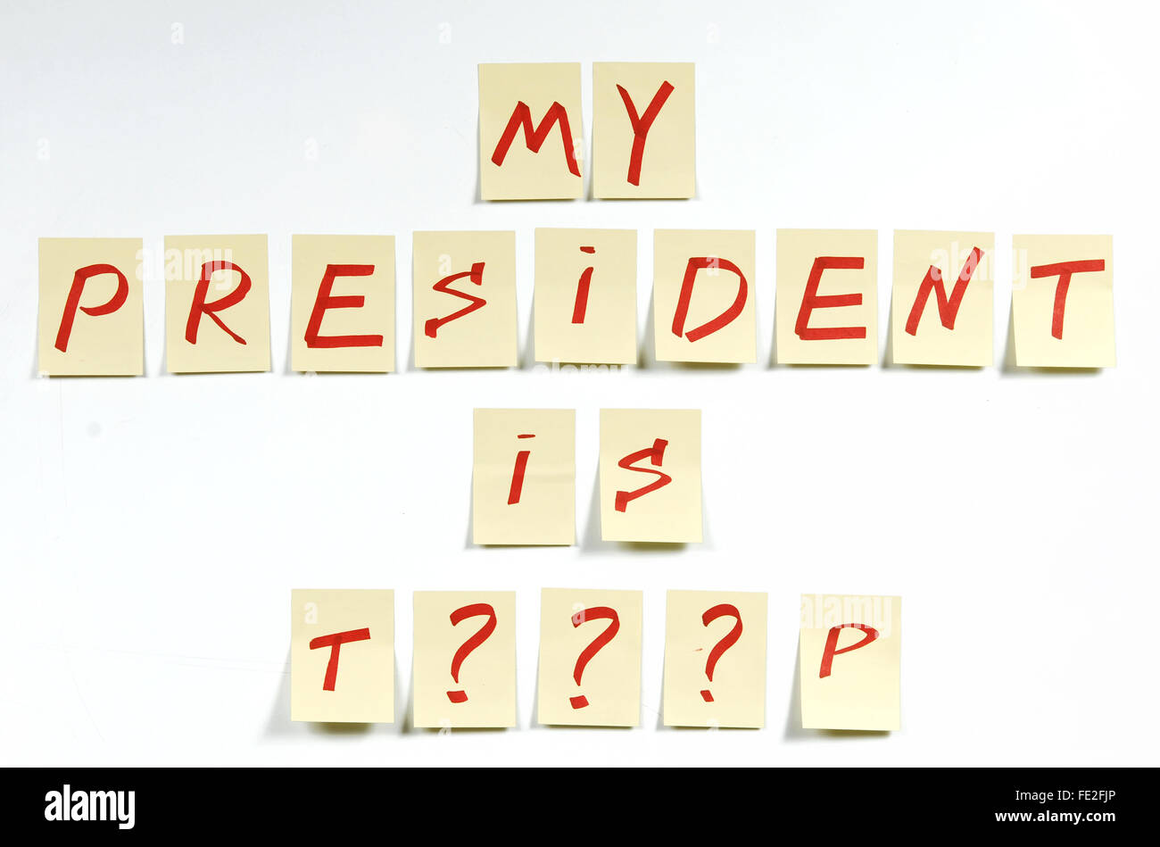 The inscription on a sticker pasted on the whiteboard Stock Photo - Alamy