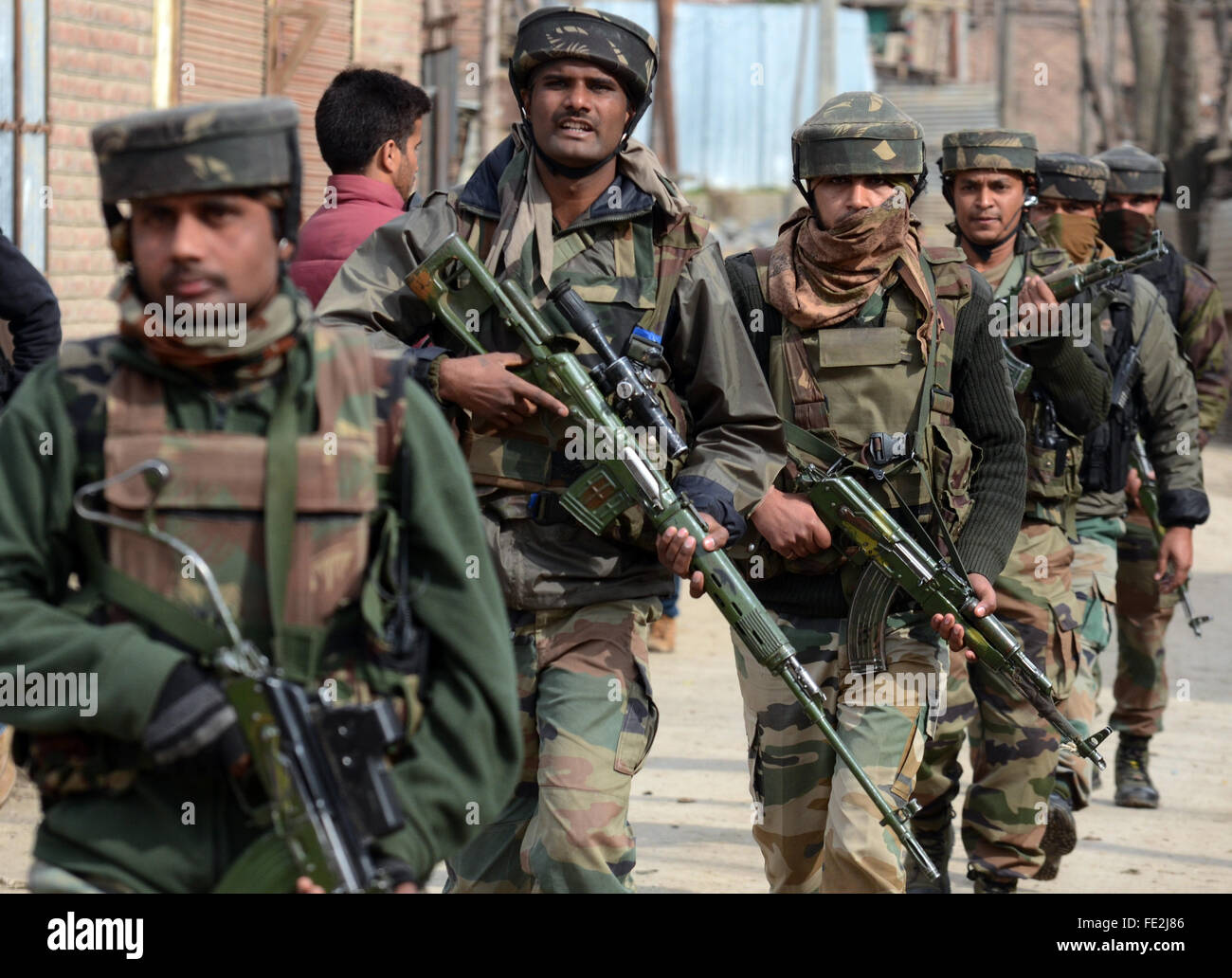 Srinagar, Indian Administered Kashmir. 4th February, 2016. Indian army ...