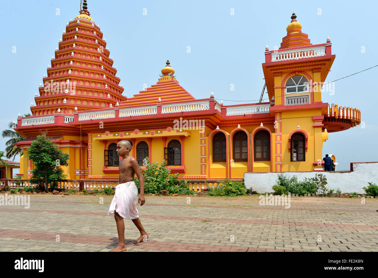 India Goa Monks outside Tapobhumi Hindu temple Stock Photo - Alamy