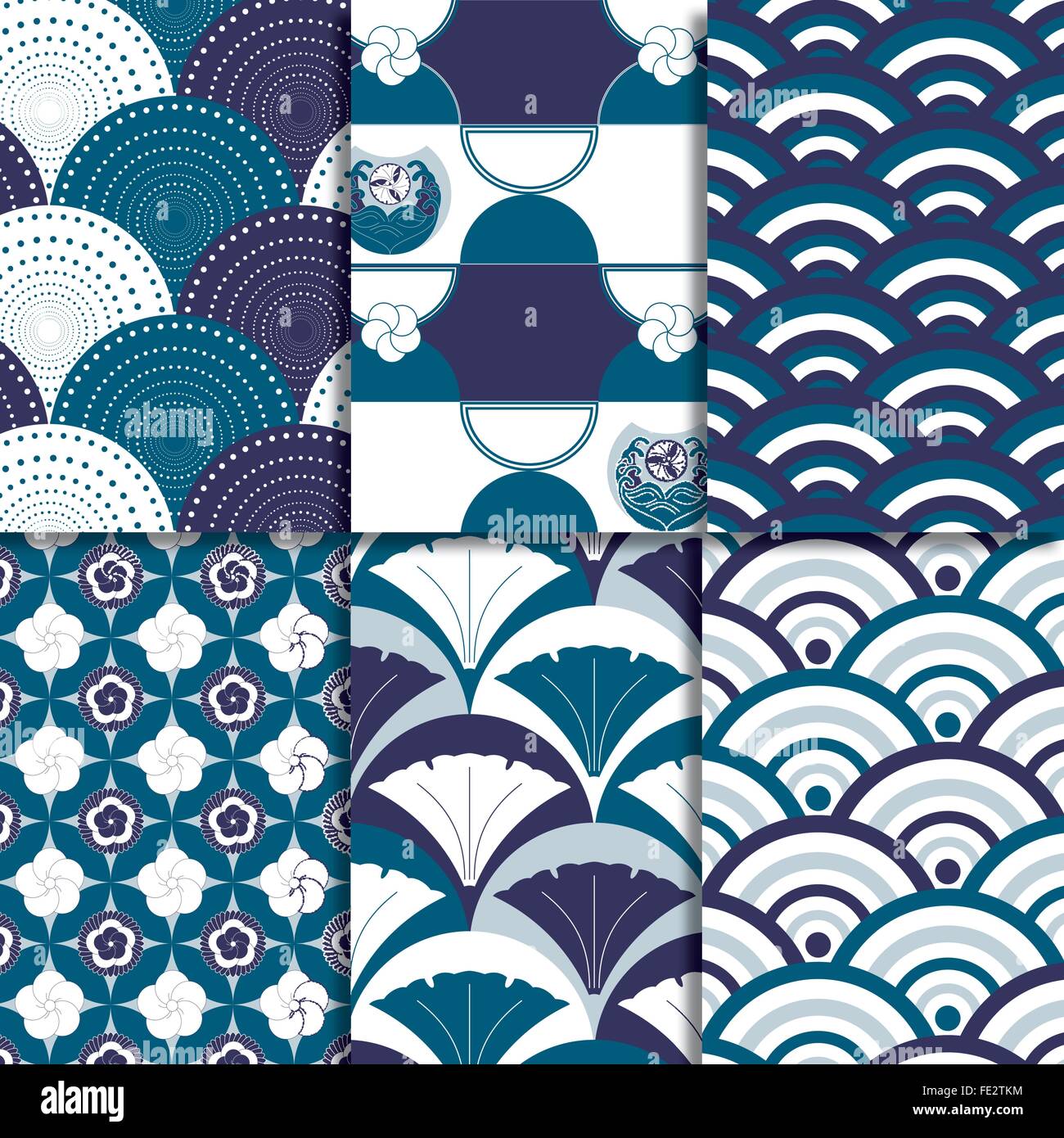 Vector illustration set of 6 japanese patterns Stock Vector Image & Art ...