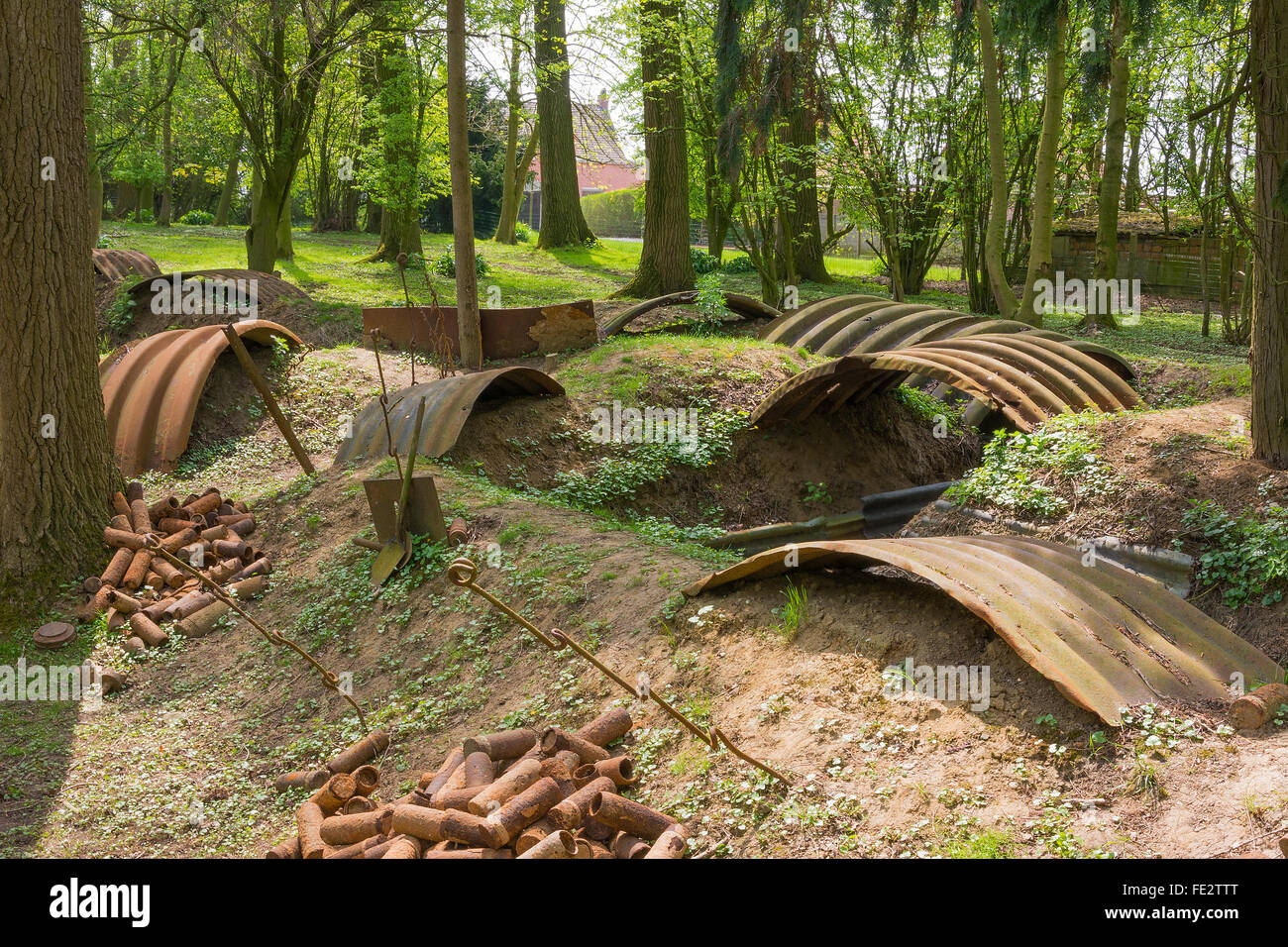WWI trenches near the Hooge Crater blown in July 1915 by the British ...