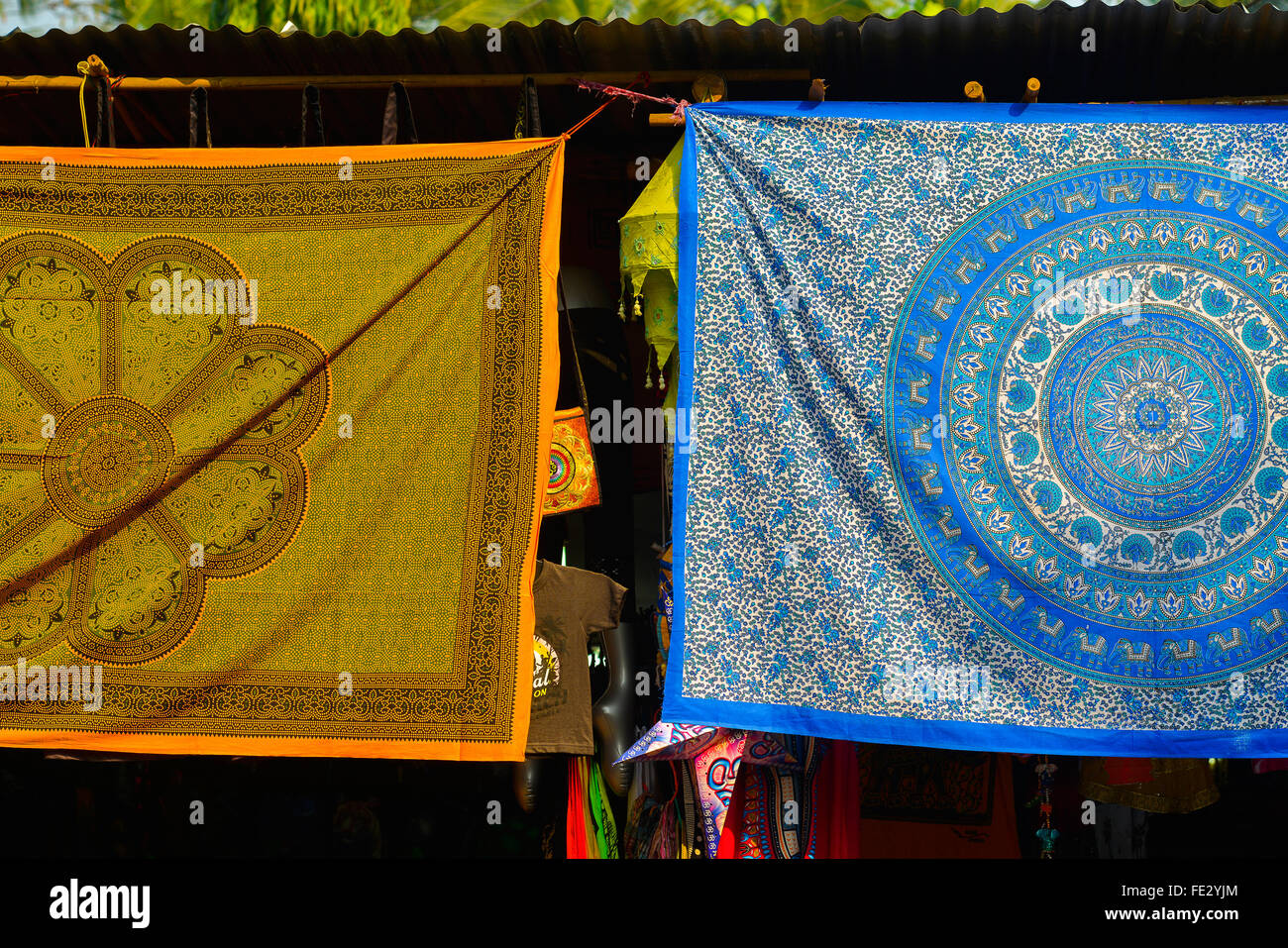 India Goa Cloth pieces at Palolem beach Stock Photo - Alamy