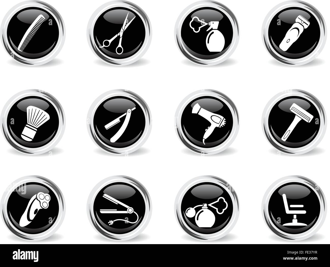 Razor icons set Black and White Stock Photos & Images - Alamy