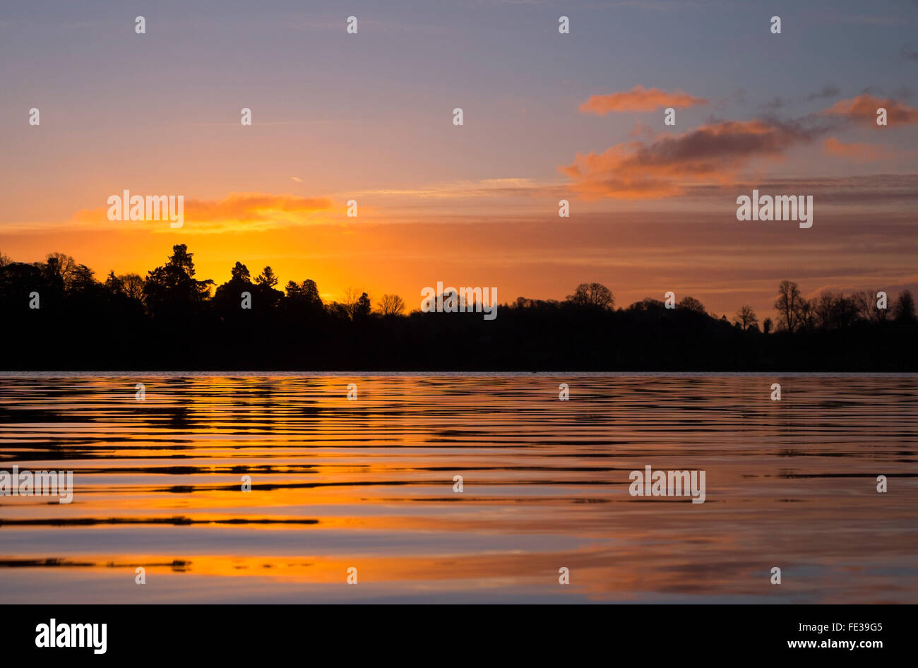 Sunrise on The Mere at Ellesmere, North Shropshire, England, UK Stock ...