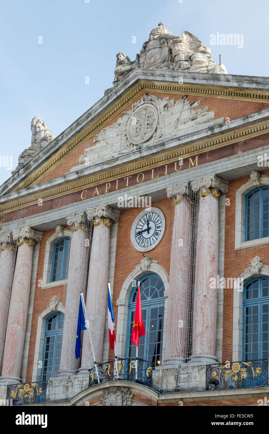 Facade of the Capitolium, Capitole de Toulouse. City hall of Toulouse ...