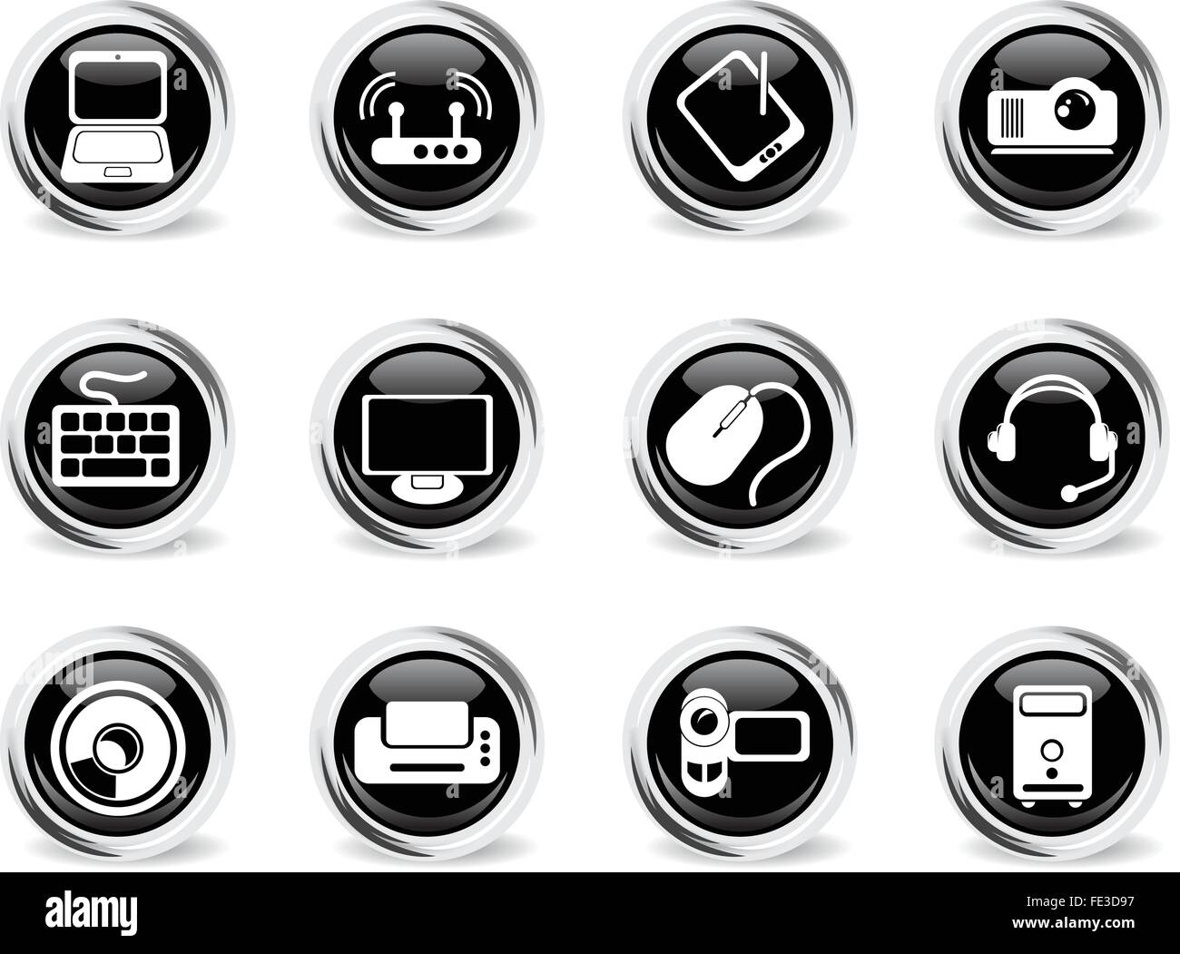 Computer equipment simple vector icons Stock Vector Image & Art - Alamy
