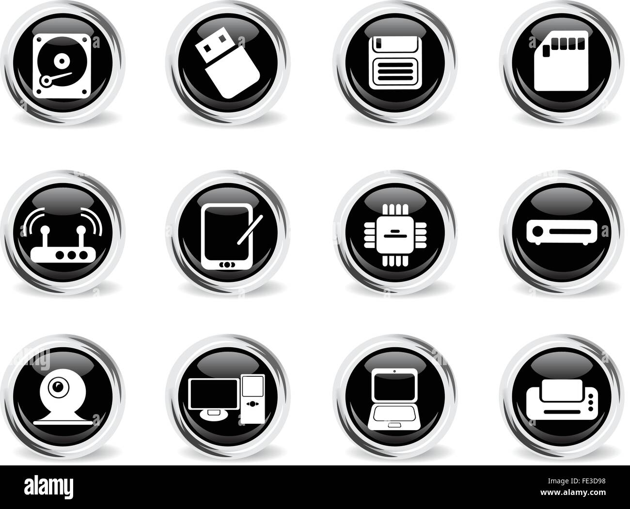 Computer equipment simple vector icons Stock Vector Image & Art - Alamy