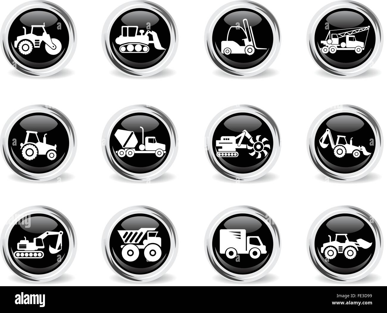 Transportation and Construction Machines icons Stock Vector Image & Art ...