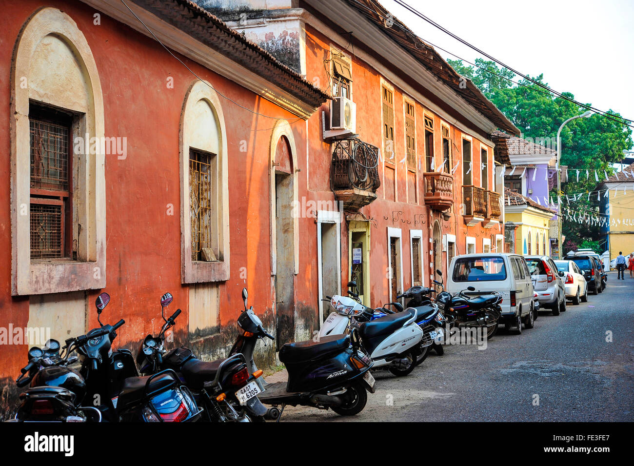 India Goa Portuguese houses in Fontainhas district in Panaji Stock ...