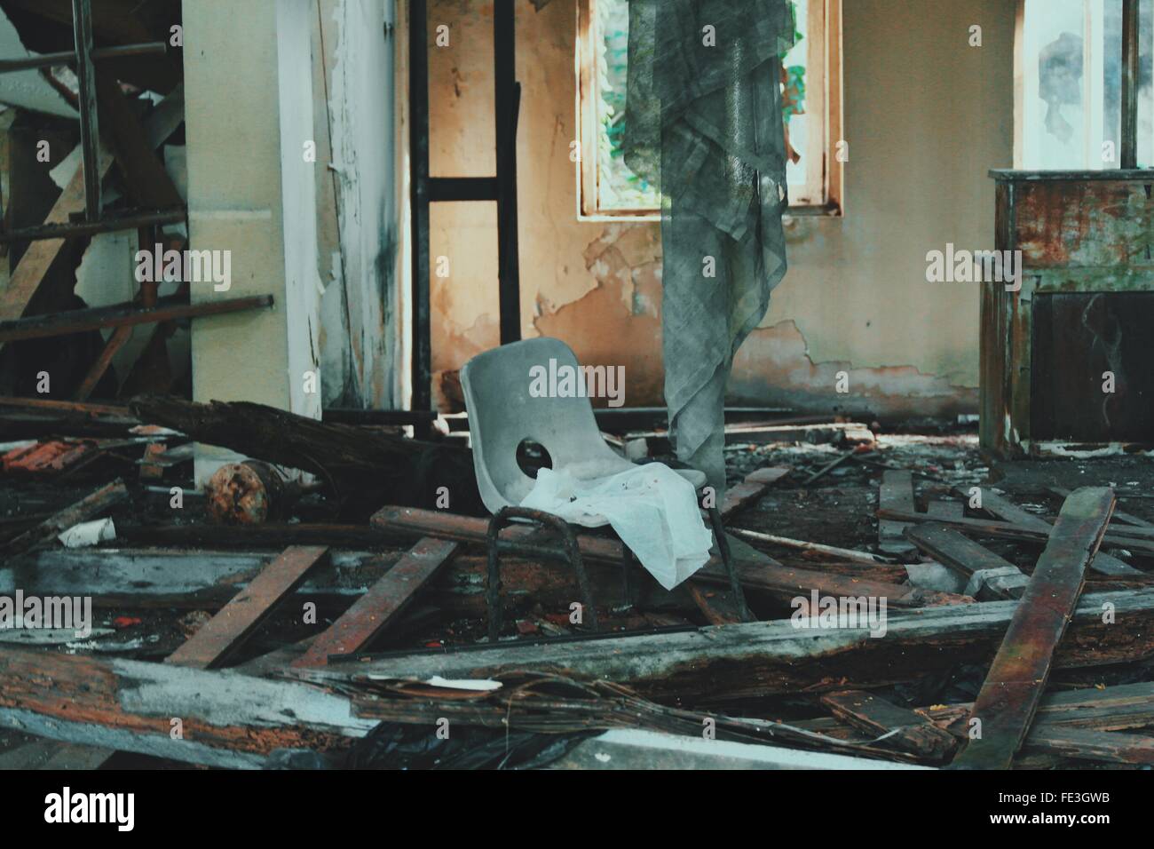 Interior Of Damaged Home Stock Photo - Alamy