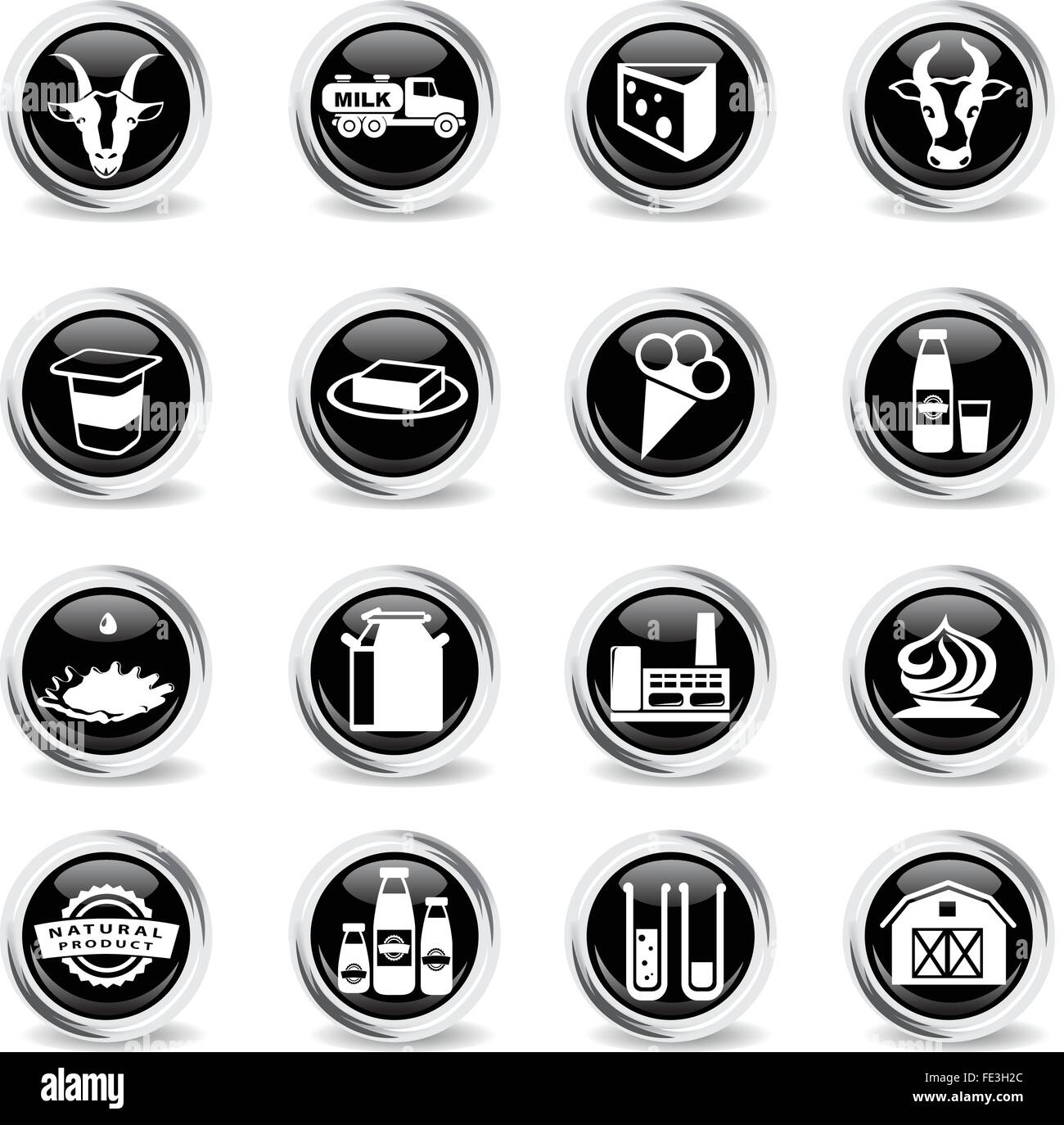 Milk industry icons set Stock Vector Image & Art - Alamy