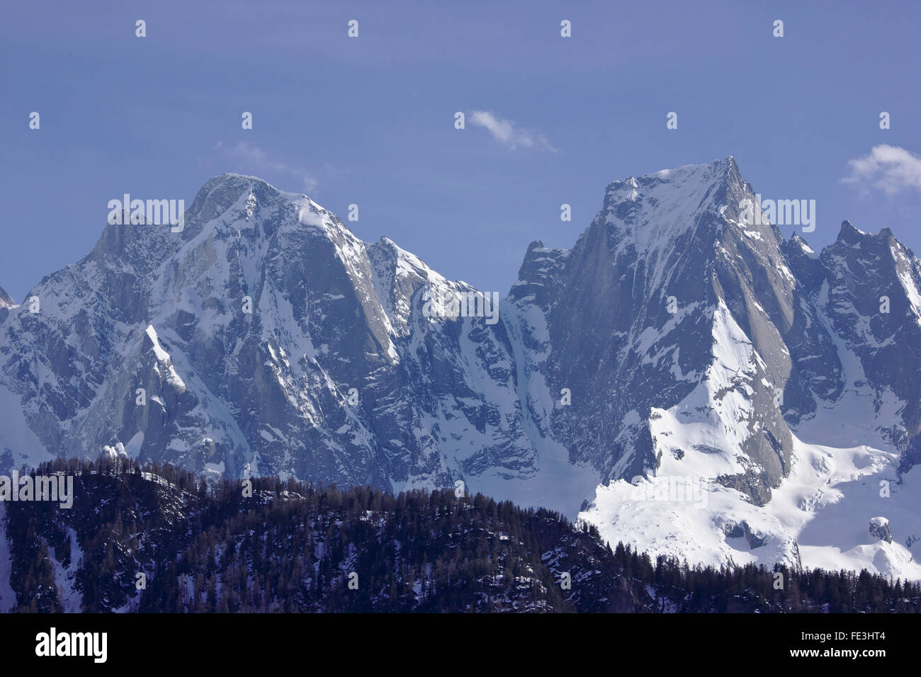 Snow on Pizzo Cengalo and Pizzo Badile, Bregaglia, Switzerland, spring ...