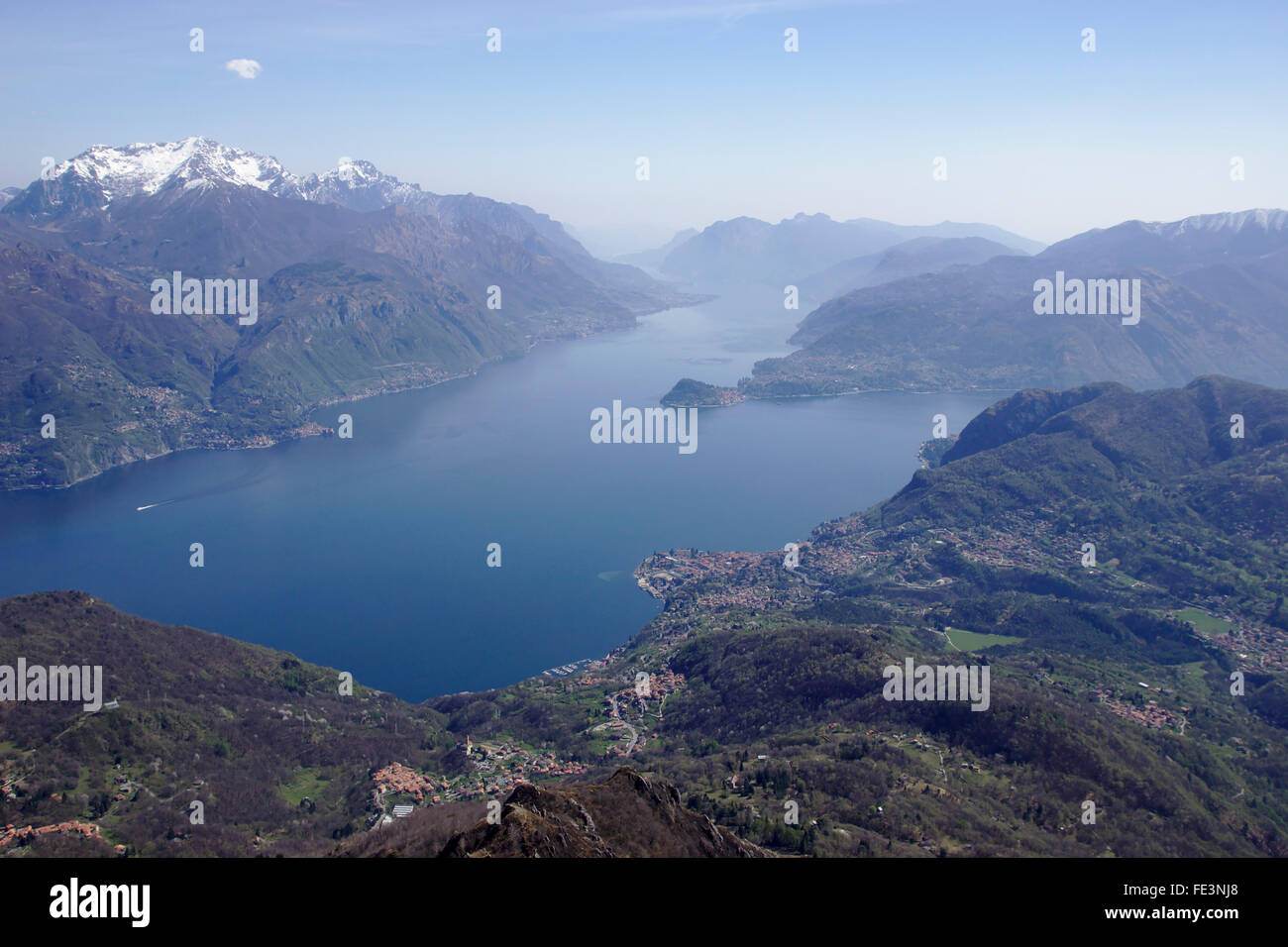 Como lake with peninsular Bellagio and Grigne, view from Monte Grona in ...