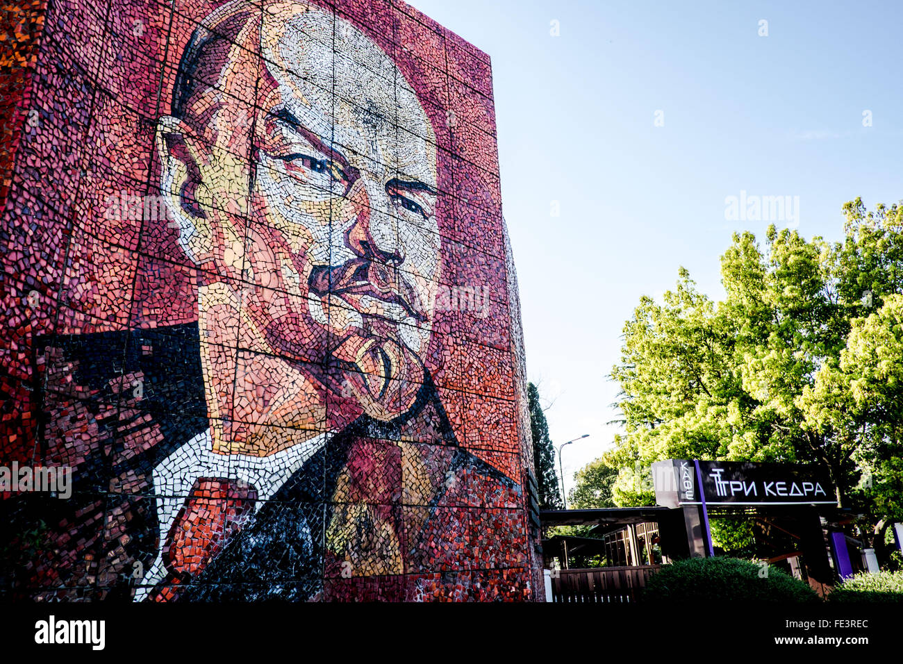 Image of Vladimir Lenin on a wall in the City of Sochi, Russia Stock ...