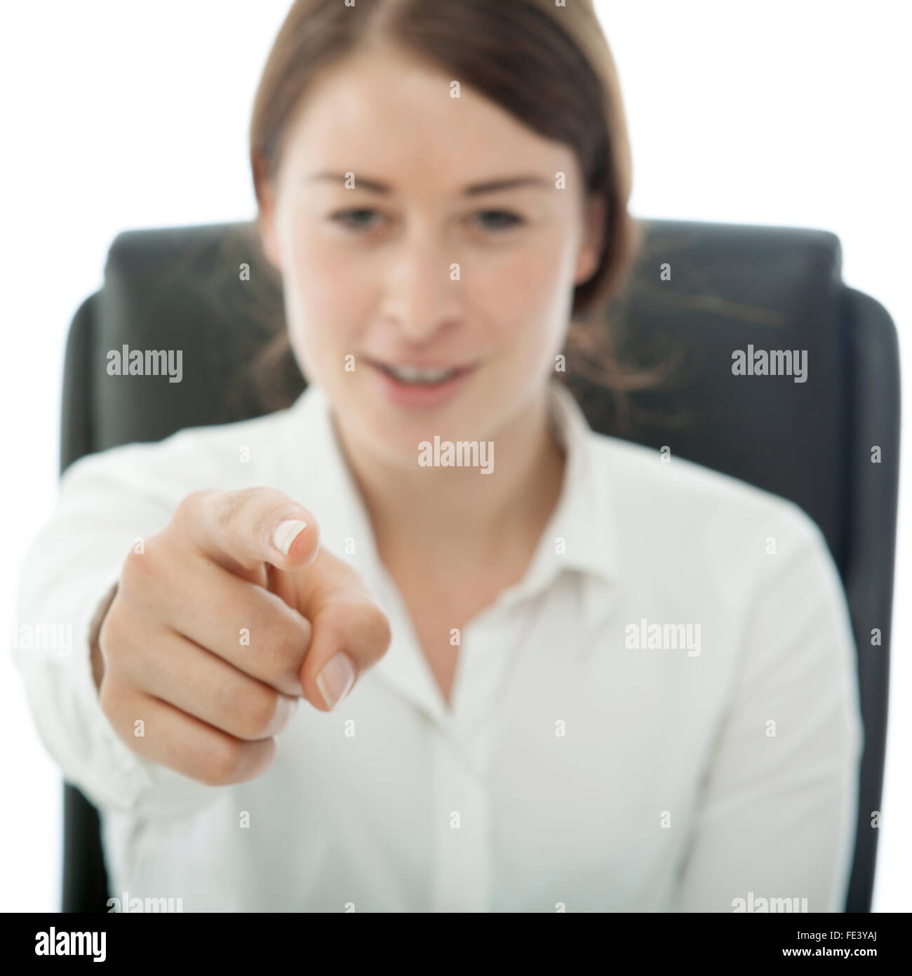 young brunette business woman want you sign with a smile in her face ...