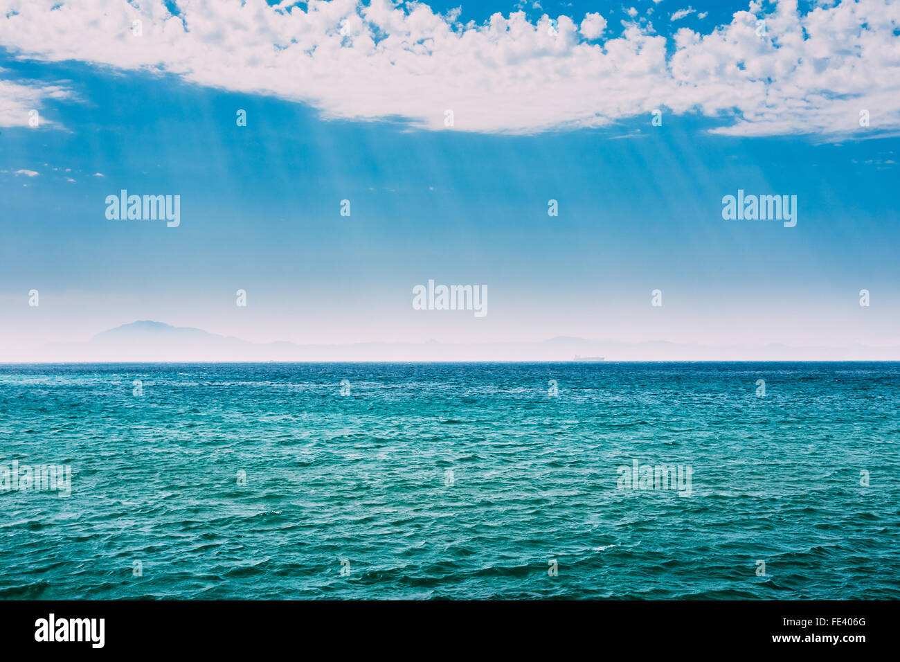 Sea Ocean And Blue Sky Background With Cloudscape Stock Photo - Alamy