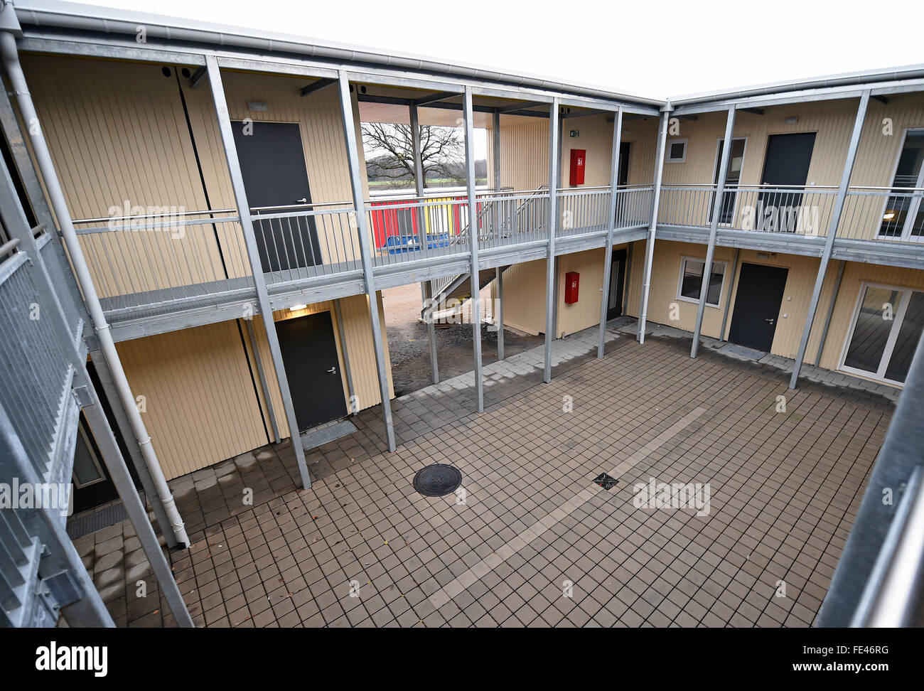 An still under-construction and uninhabited container city for refugees ...