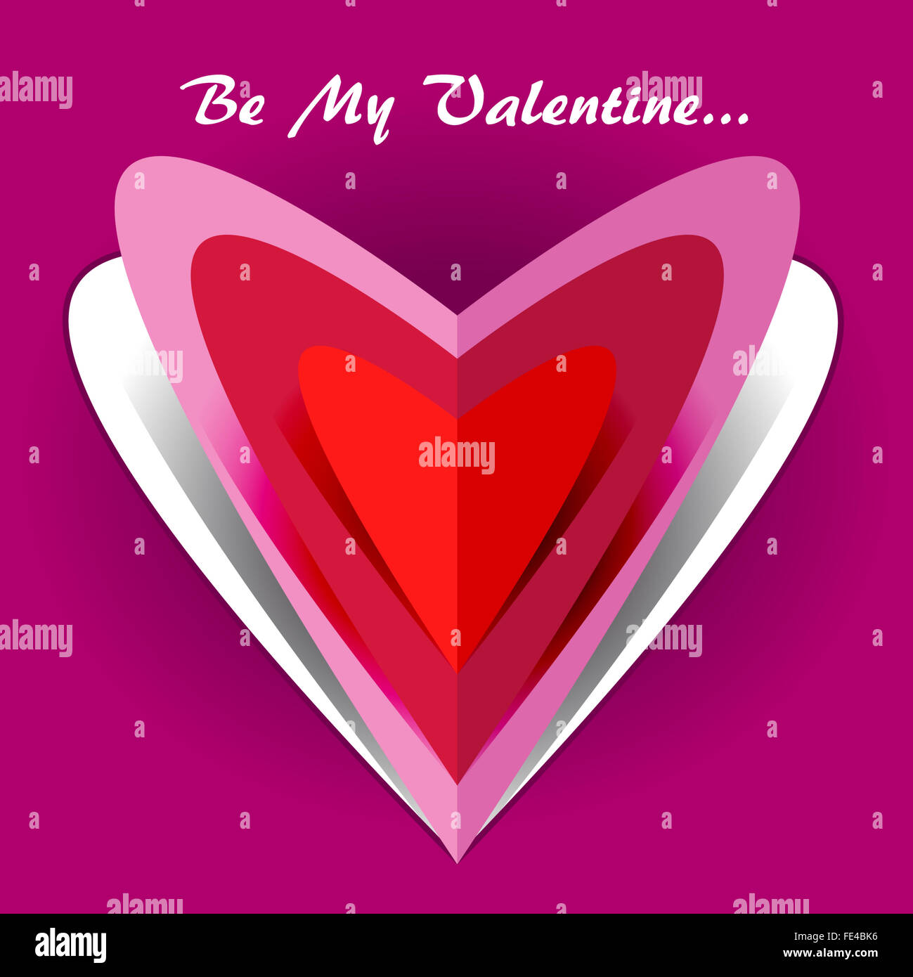 Be my Valentine card with folded paper hearts Stock Photo - Alamy