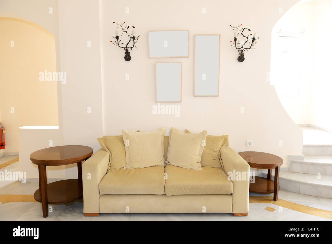 Lobby in the luxury hotel, Santorini island, Greece Stock Photo - Alamy