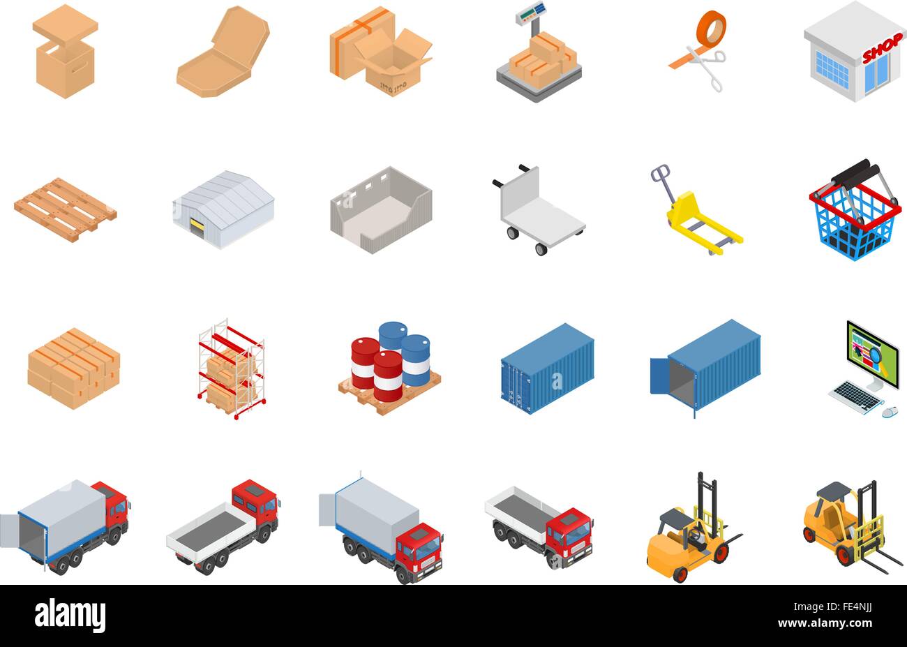 Isometric warehouse and logistics object set Stock Vector Image & Art ...