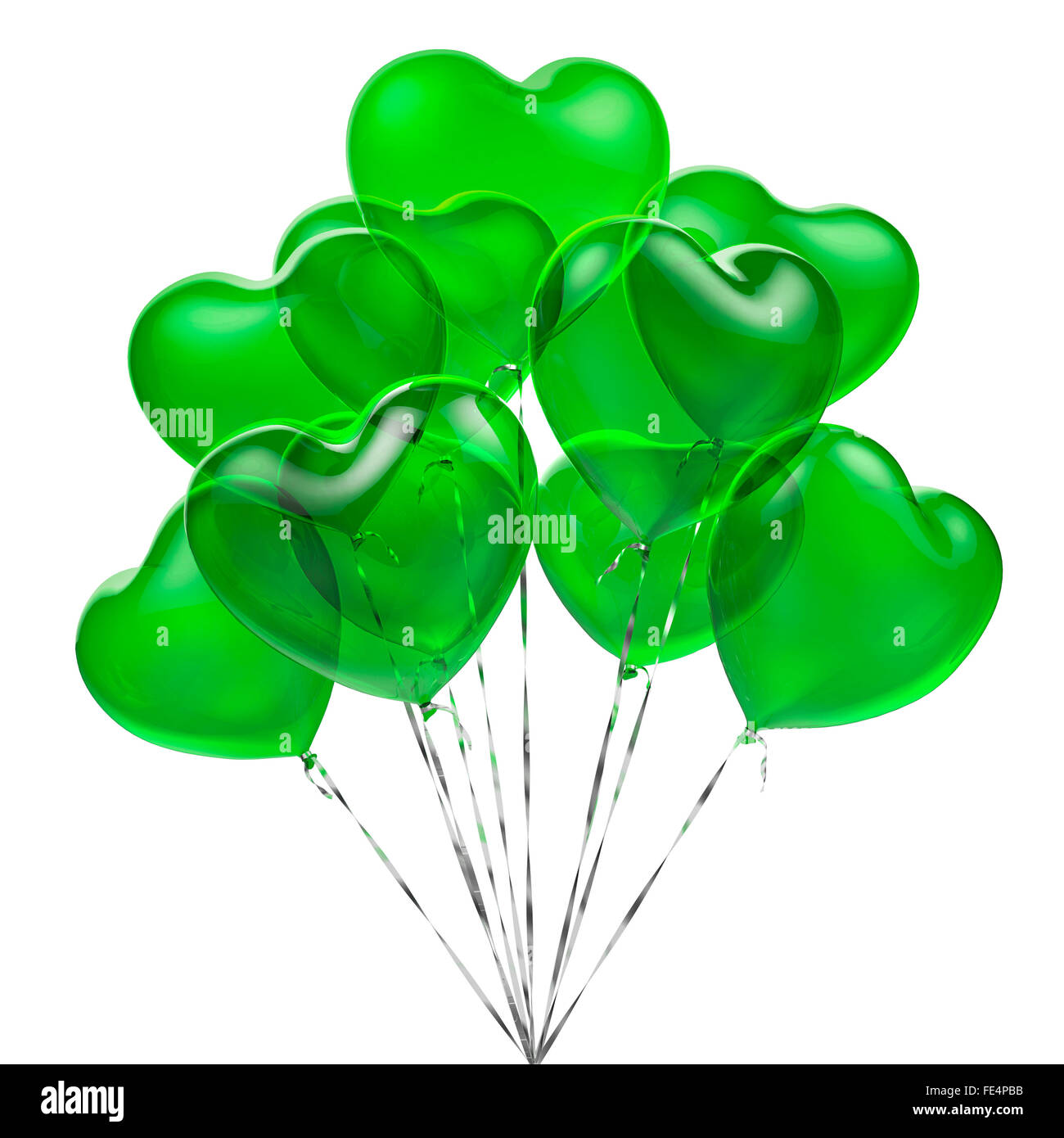 Green balloons in the shape of heart for celebration Stock Photo - Alamy