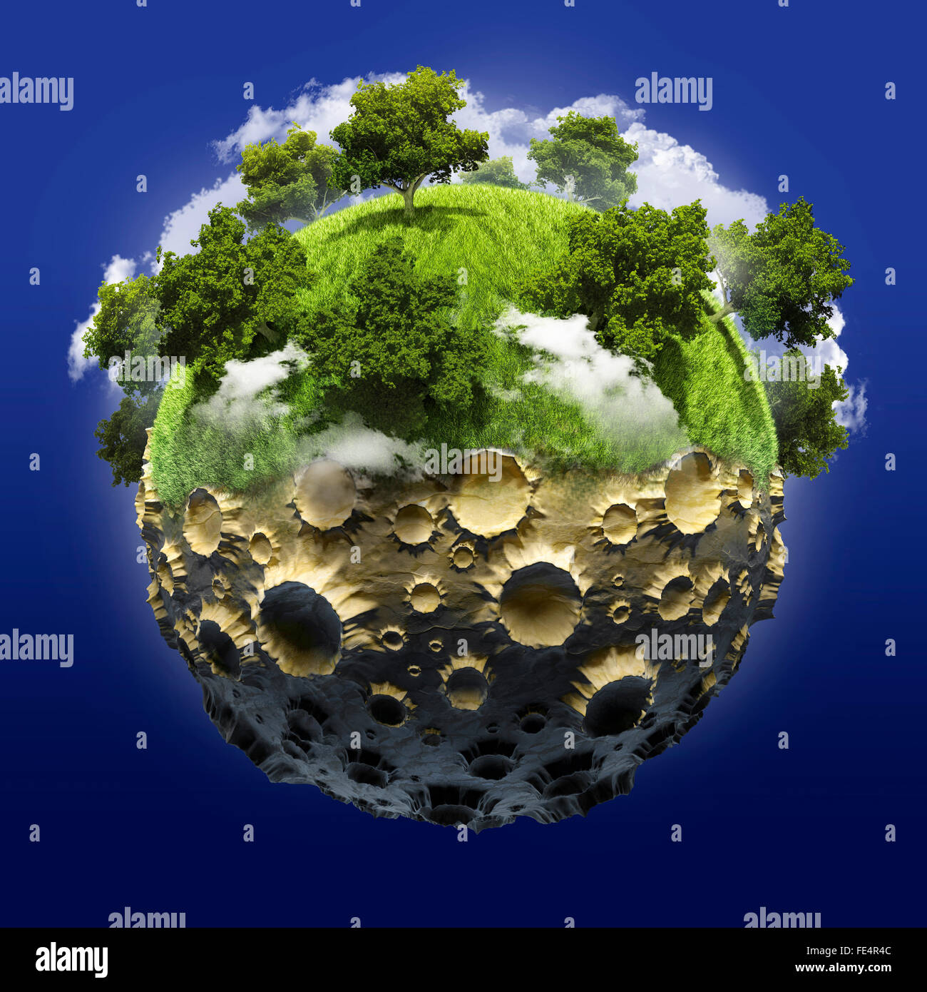 Green Planet half lifeless moon Stock Photo - Alamy