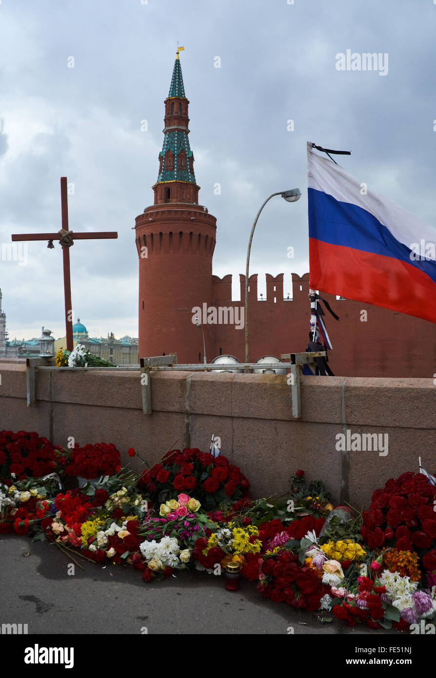 Moscow, Russian Federation - APRIL 2, 2015, Cross and Russia flag on ...