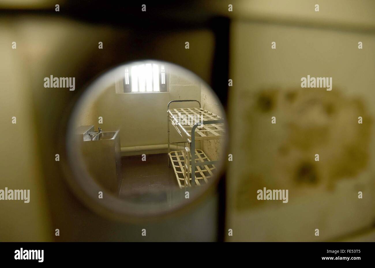 HMP Dorchester Prison, prison cell peephole, Dorset, Britain, UK Stock ...