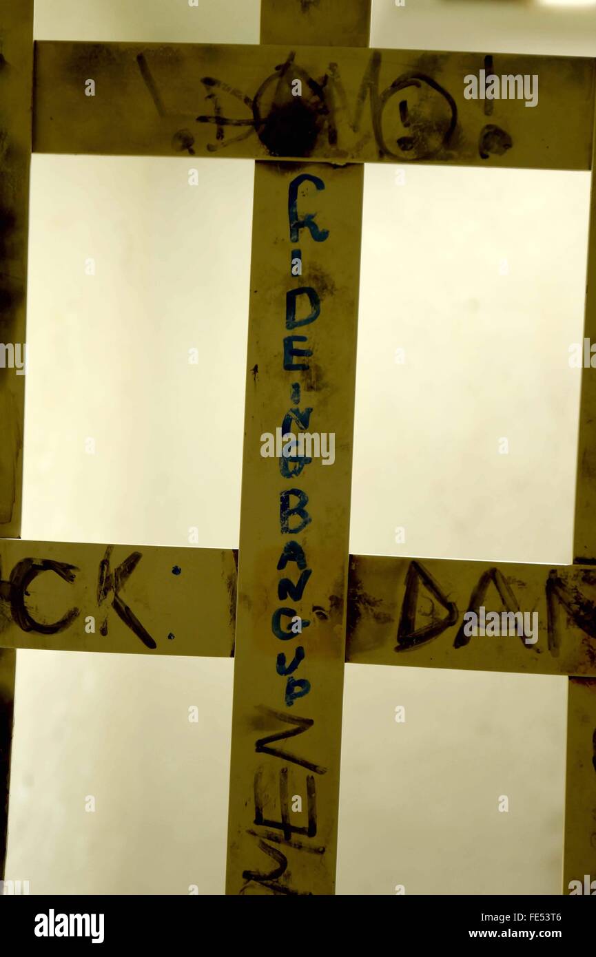 HMP Dorchester Prison, graffiti on the underside of a prisoner's bed ...