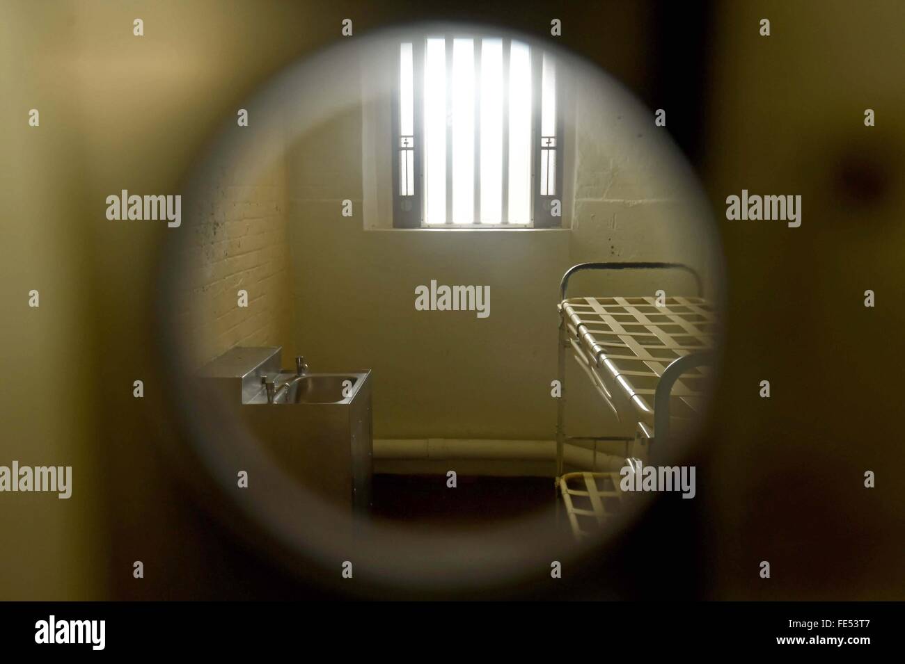 HMP Dorchester Prison, prison cell peephole, Dorset, Britain, UK Stock ...