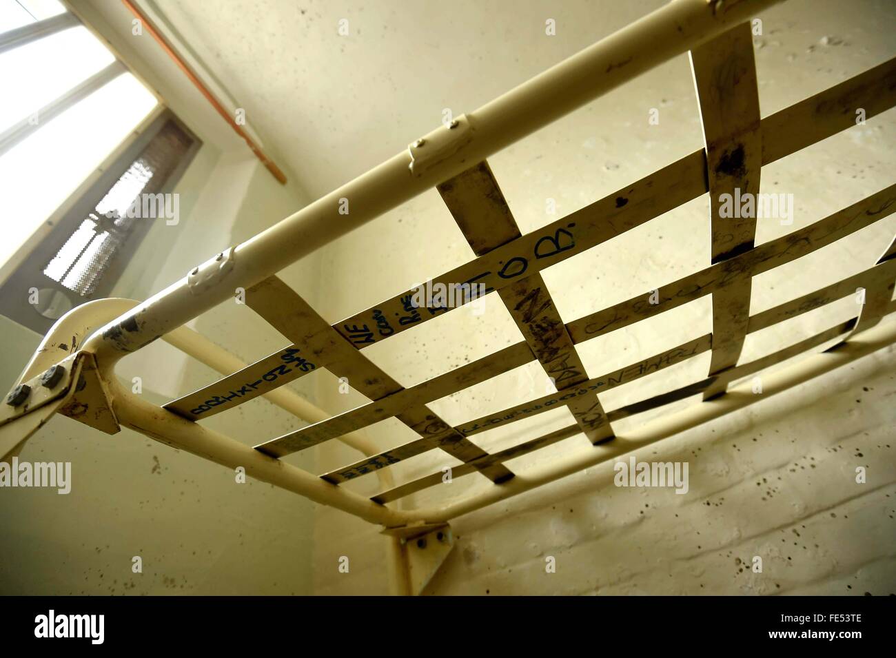 HMP Dorchester Prison, graffiti on the underside of a prisoner's bed ...