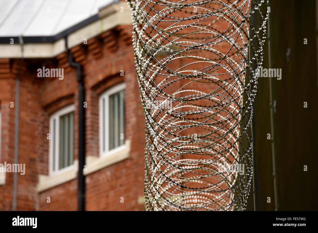 HMP Dorchester Prison, barbed wire fence, Dorset, Britain, UK Stock ...