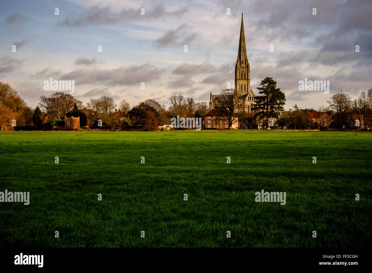 Salisbury Cathedral view from town path Salisbury across the water ...