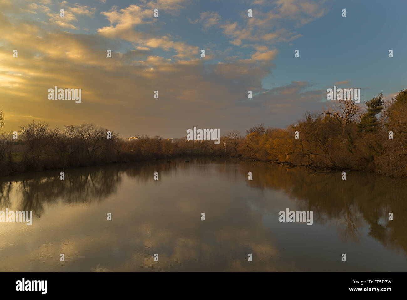 Sunset from the bridge at Columbia Island over the Boundary Channel ...