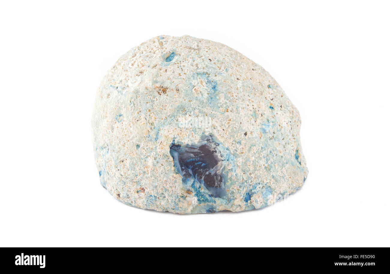 Blue geode: external view in white background Stock Photo - Alamy
