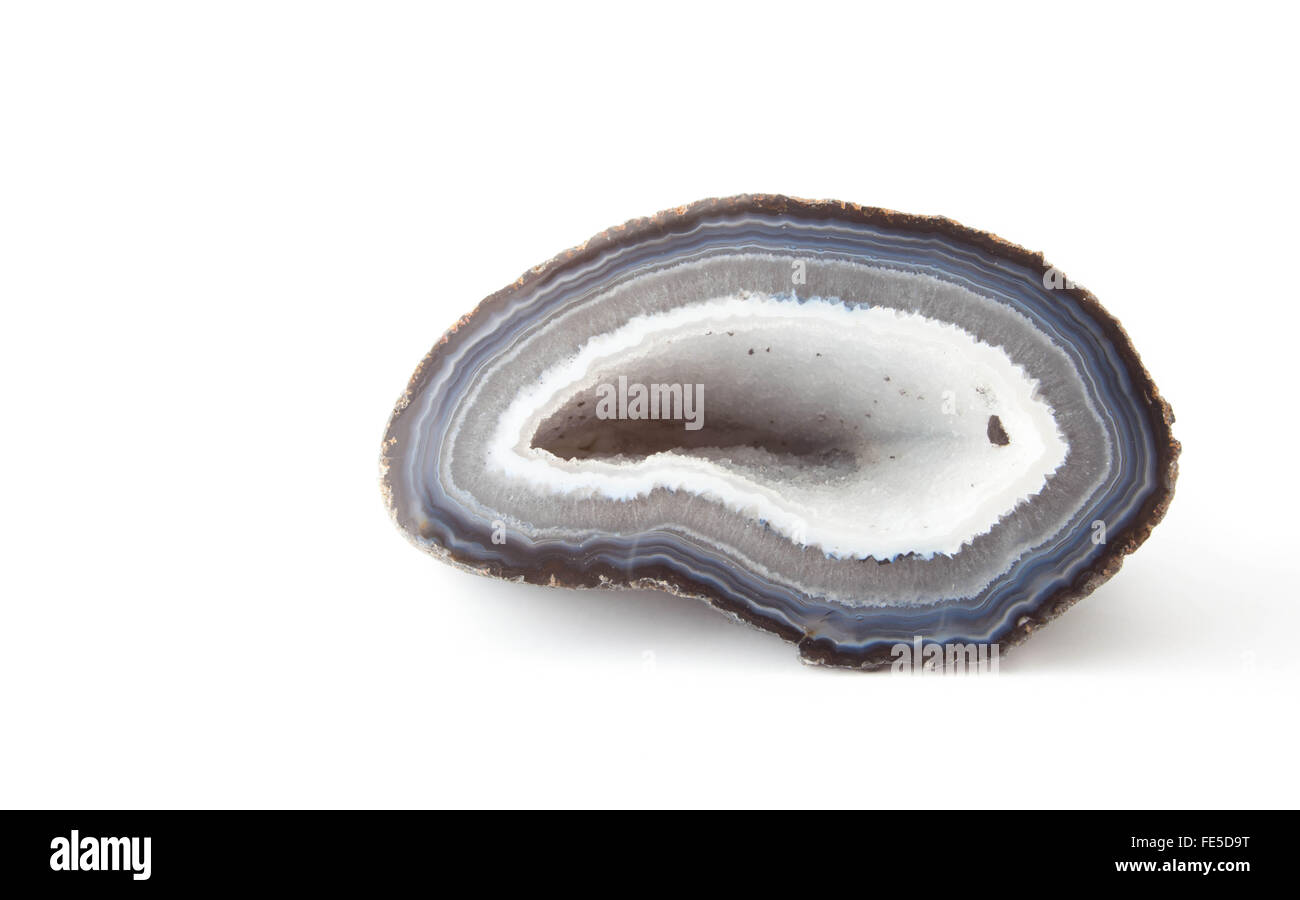 Section of a white and blue geode in white background Stock Photo - Alamy