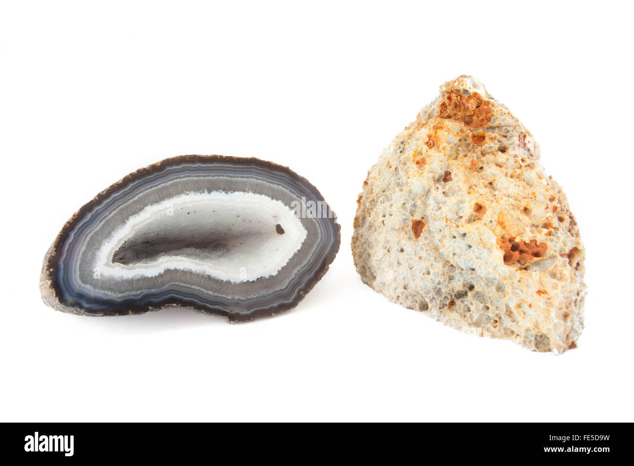 Section of a white and blue geode in white background Stock Photo - Alamy