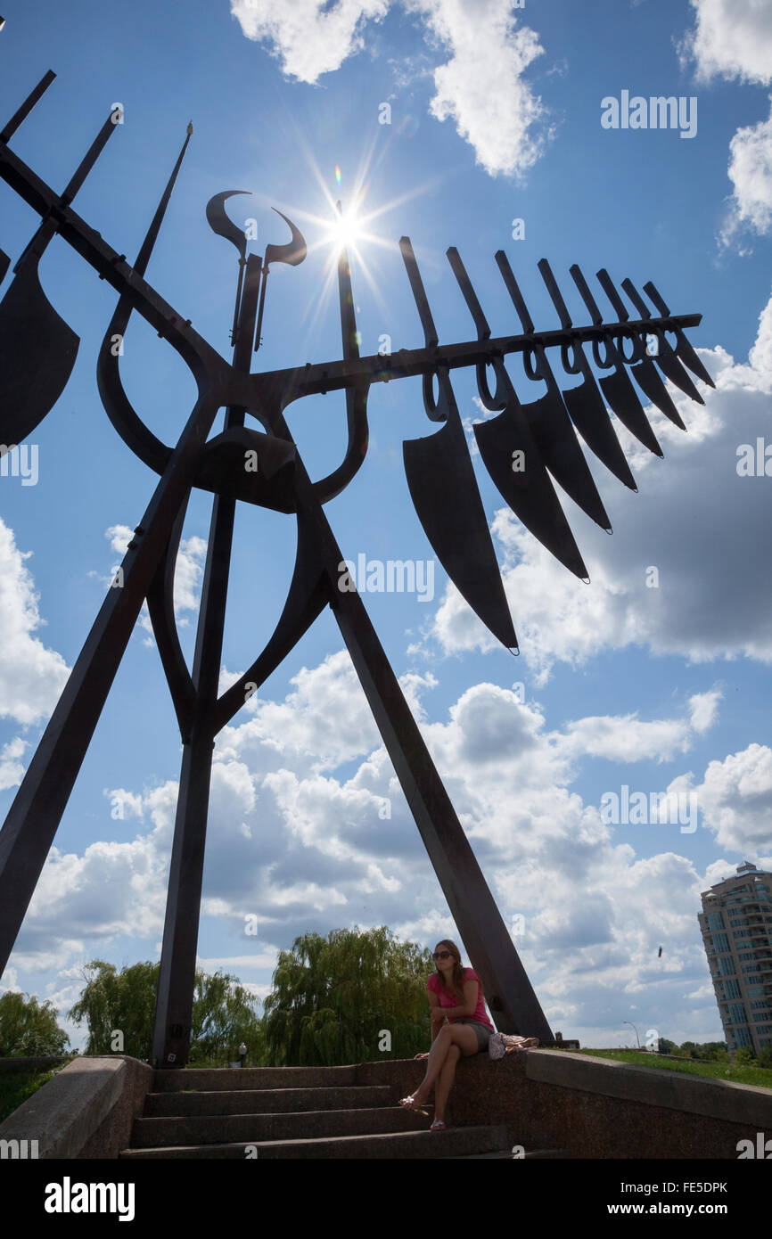The Spirit Catcher sculpture on the waterfront in Barrie, Ontario Stock ...