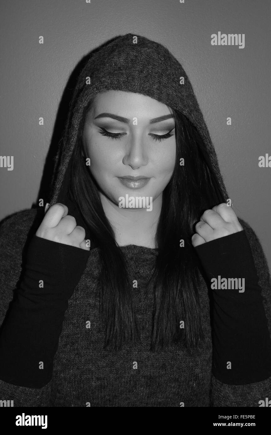 Woman with hoodie hi-res stock photography and images - Alamy