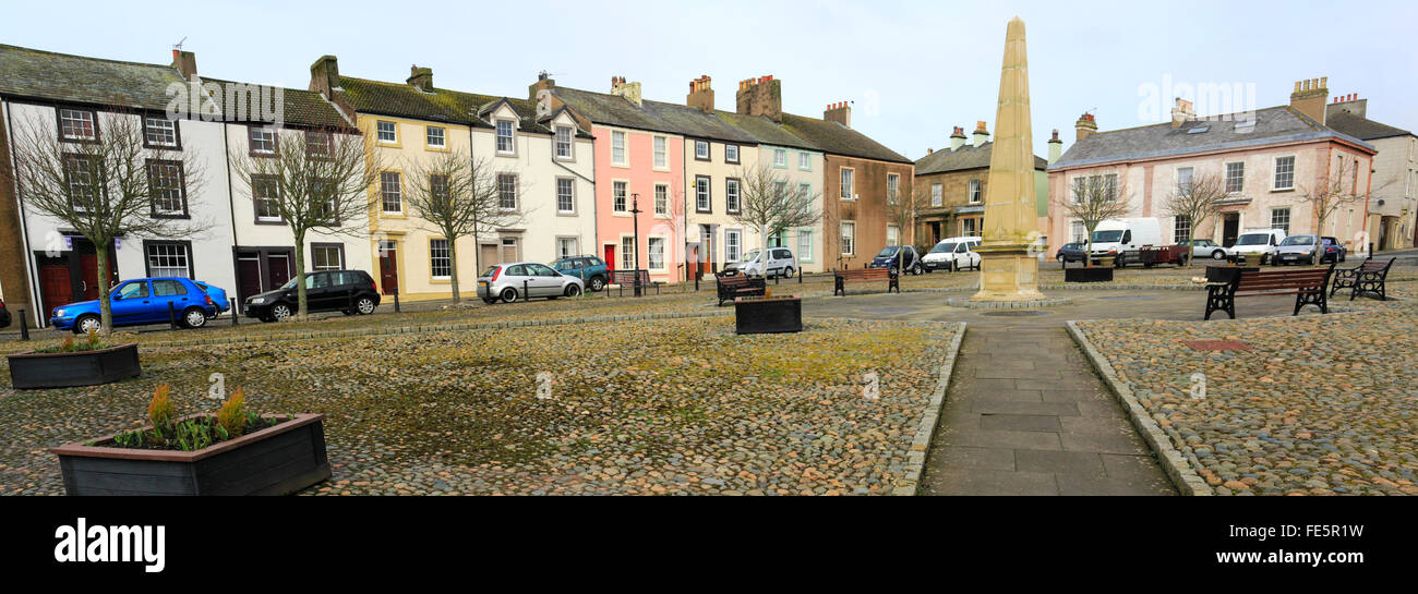 Georgian houses around central obelisk, Fleming Square, Maryport town ...