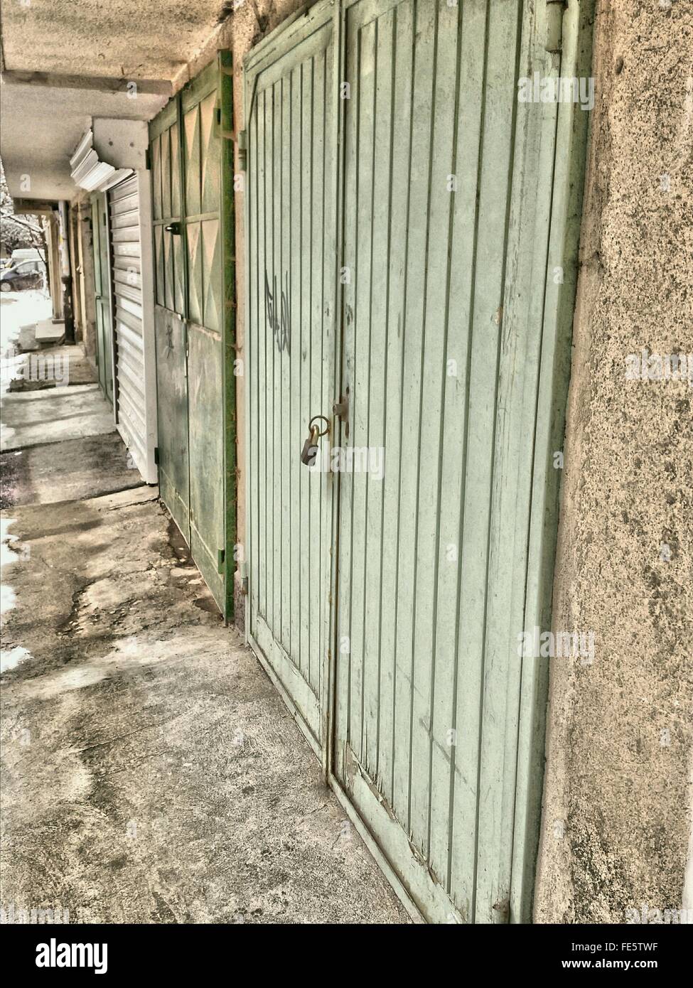 Side View Of Closed Doors Stock Photo - Alamy