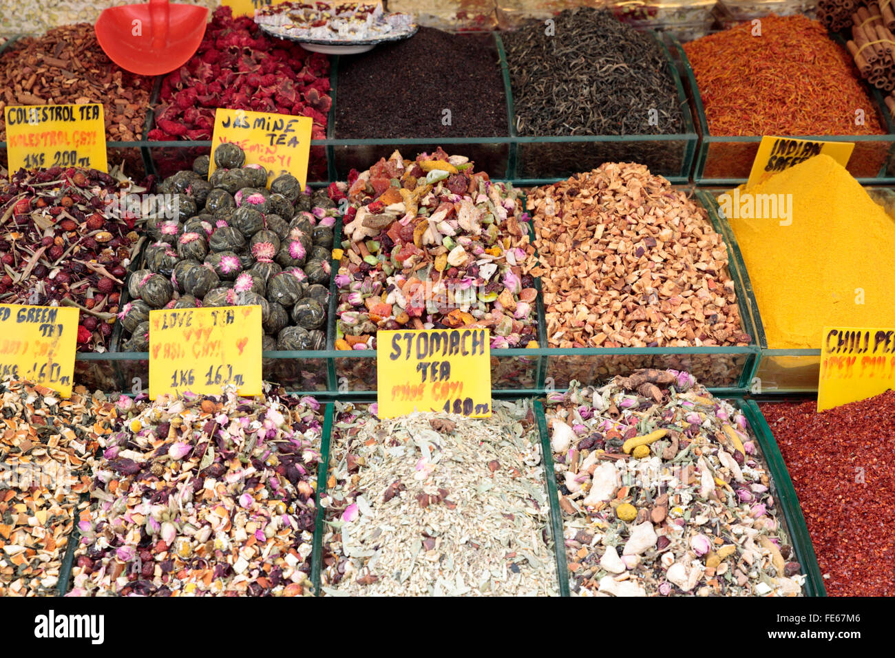 Dried Herbal Tea at the Grand Bazaar, Istanbul, Turkey Stock Photo - Alamy
