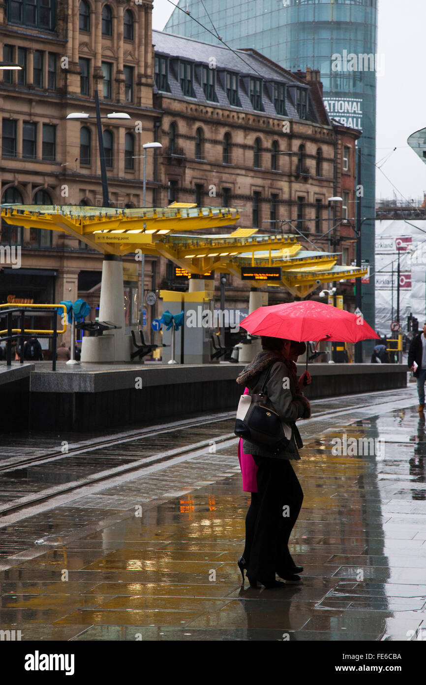 Manchester tram on rainy hi-res stock photography and images - Alamy