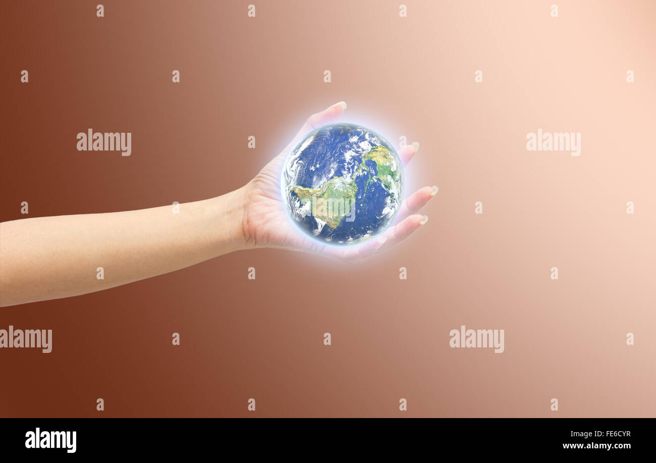 Human hand holding Earth planet. Elements of this image are furnished ...
