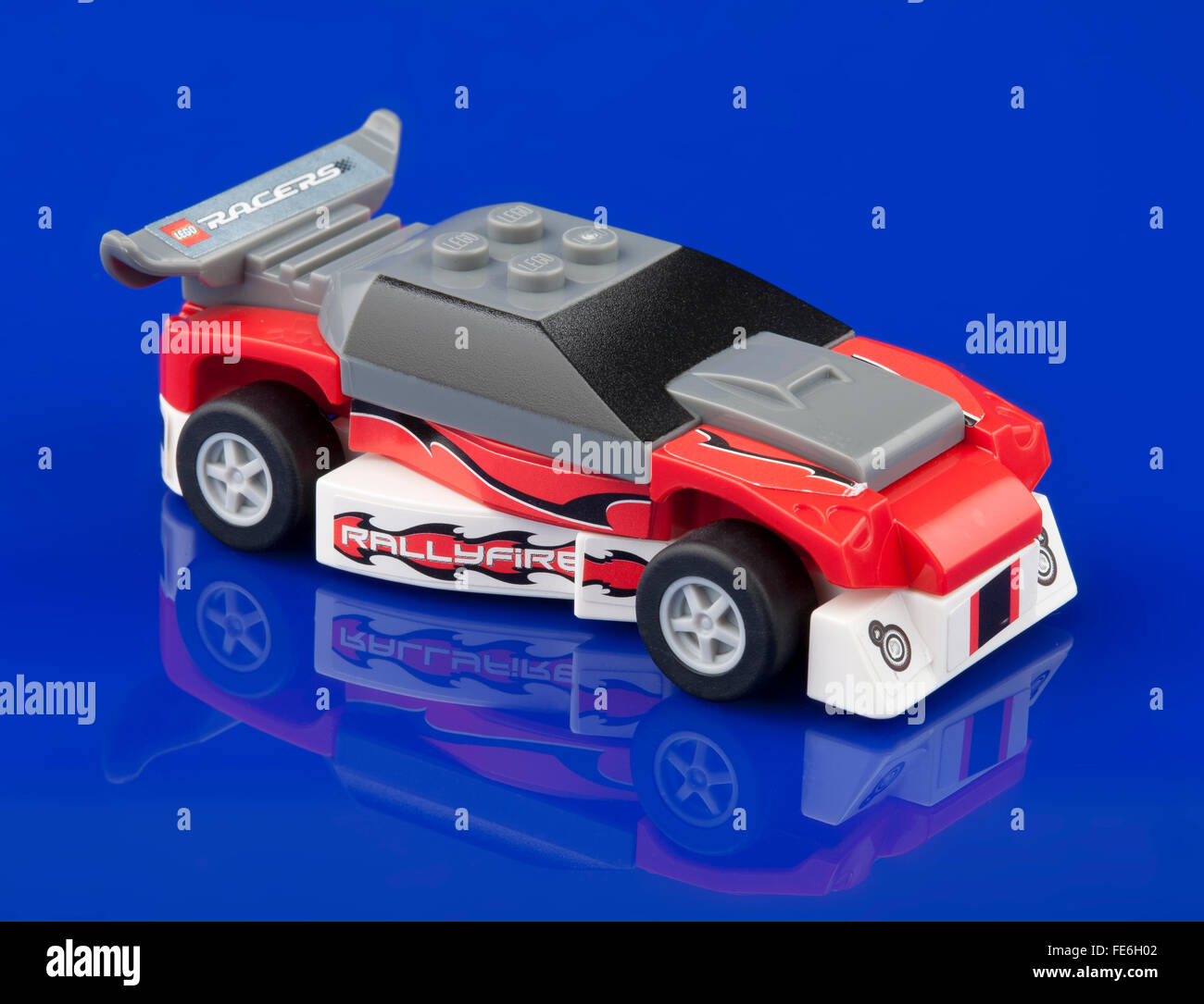 Lego racer toy car on blue background Stock Photo - Alamy
