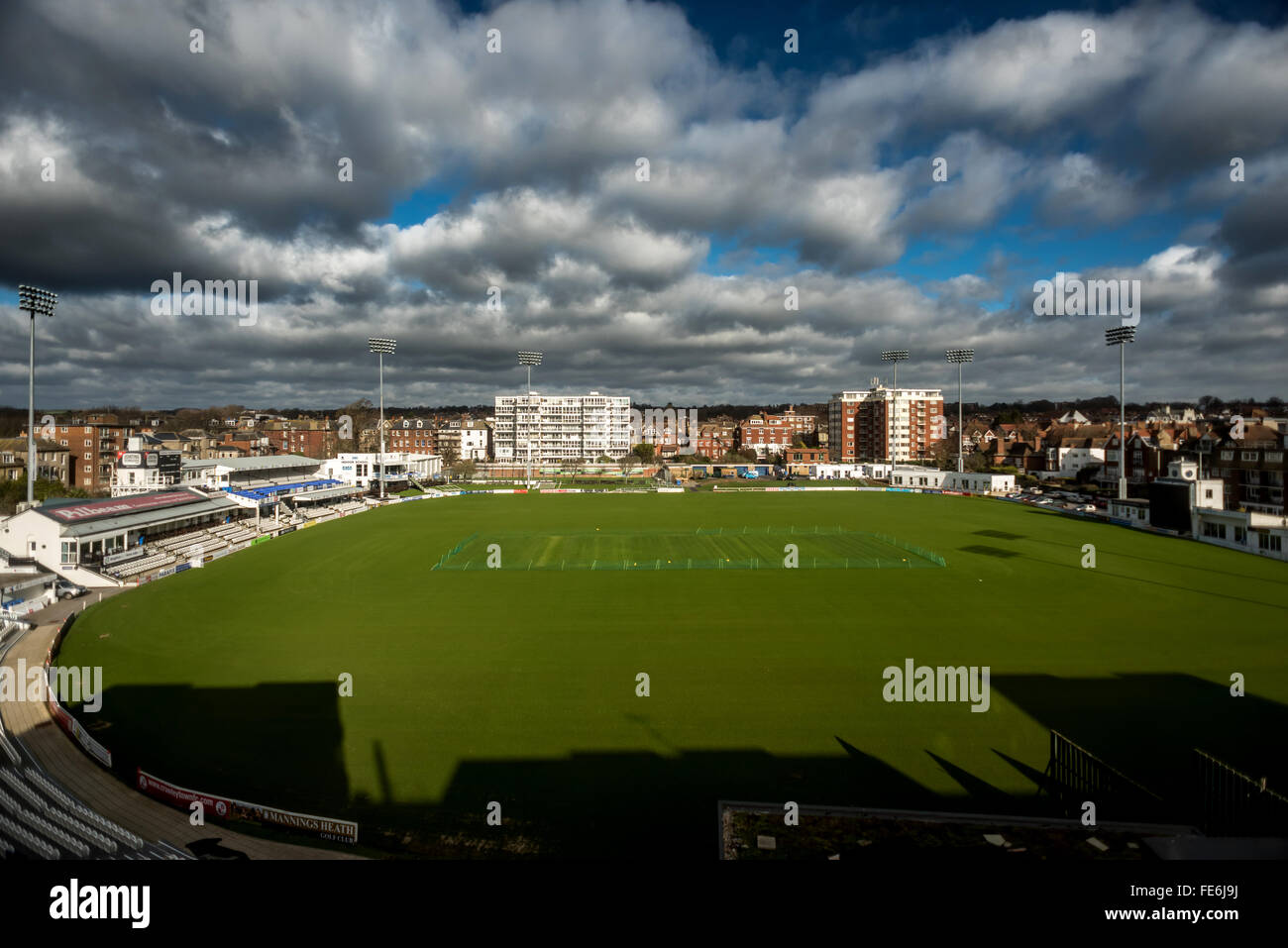 General view of The County Ground, home of Sussex County Cricket Club ...