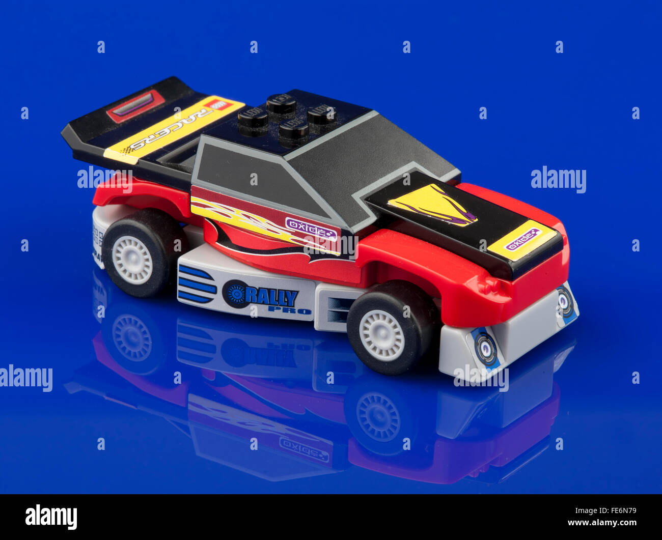 Lego racer toy car on blue background Stock Photo - Alamy