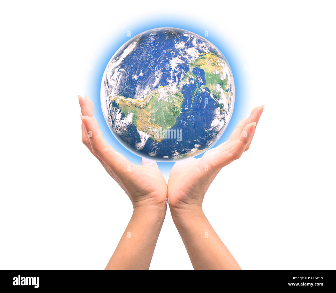 earth in hands on a white background. Elements of this image furnished ...