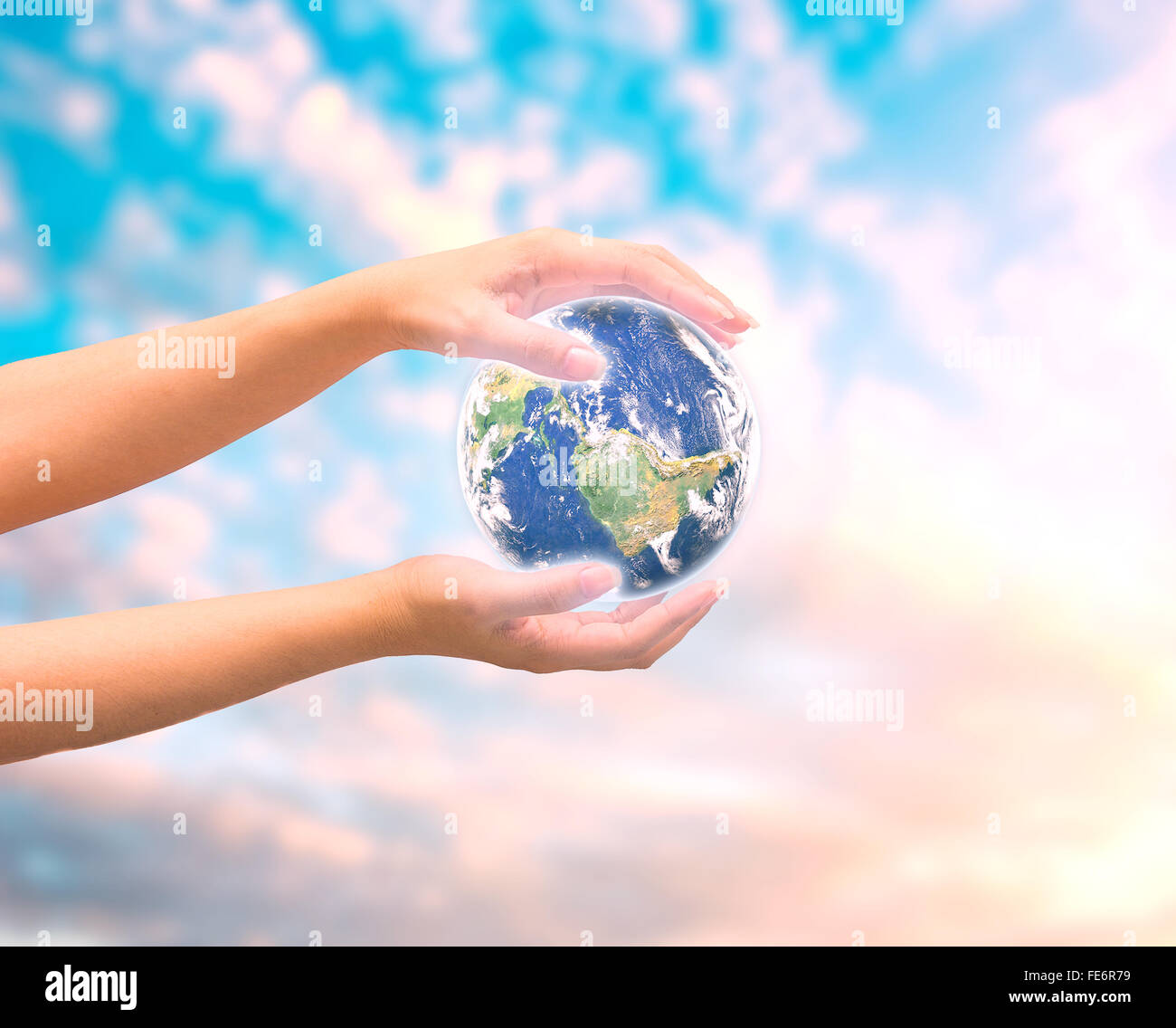 Human hand holding Earth planet. Elements of this image are furnished ...