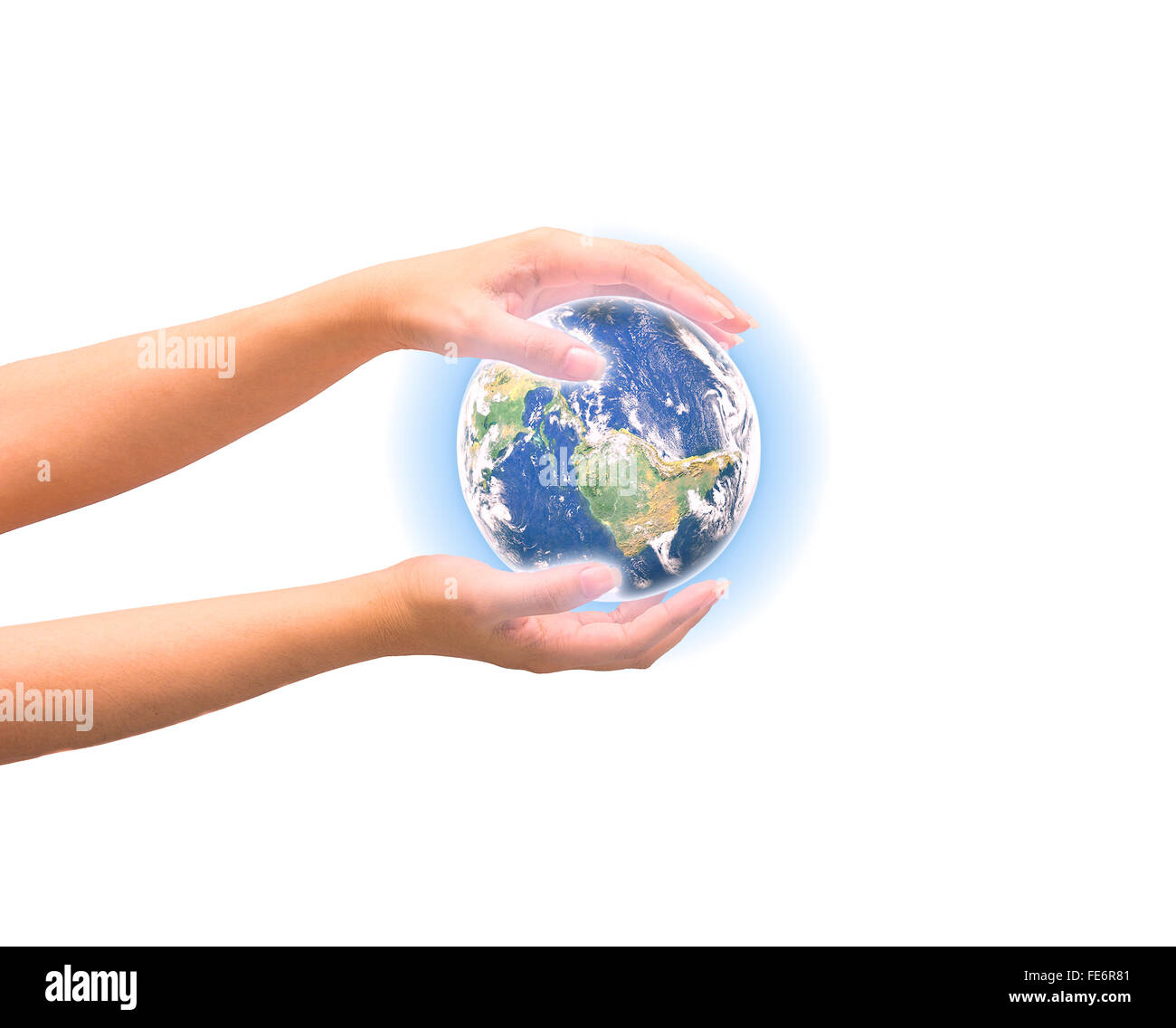 earth in hands on a white background. Elements of this image furnished ...